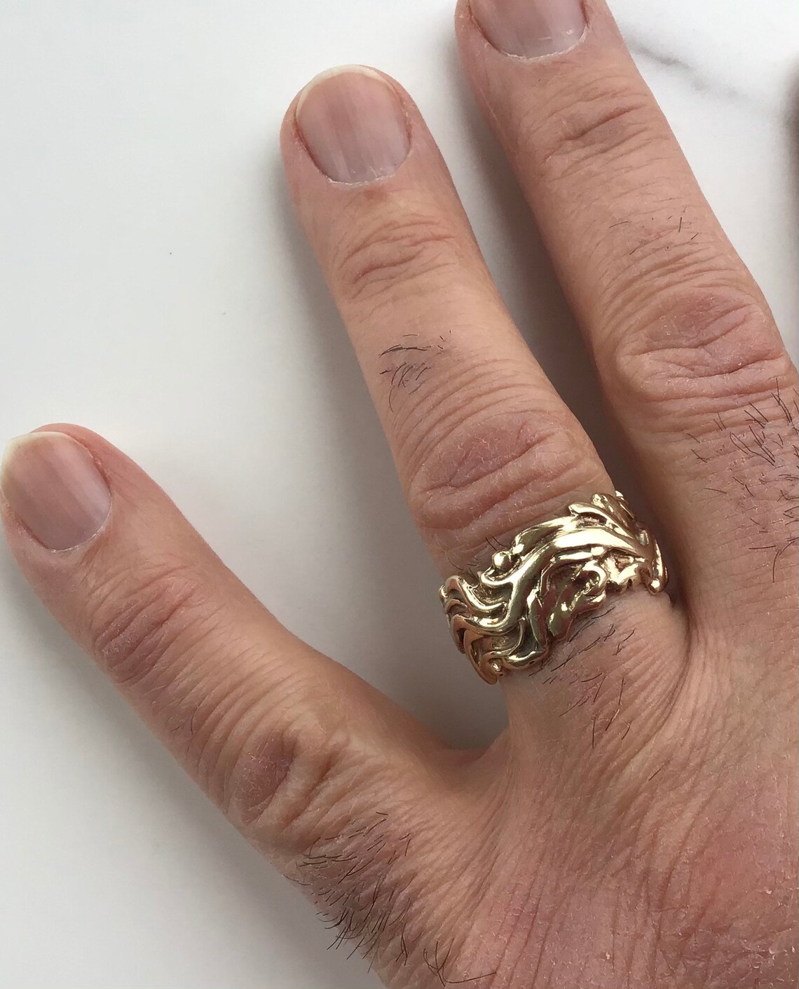 Unique 9ct Gold Extra-wide Decorative Band. | Etsy