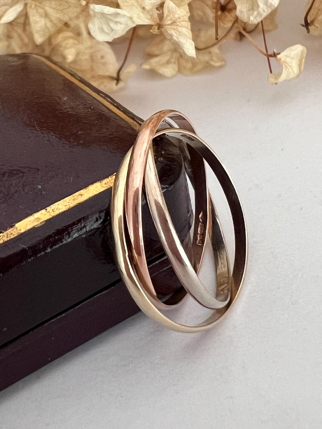 Vintage 9ct Gold Tri-colour Interlocking Wedding Band. 1997. R 8 3/4 - Etsy