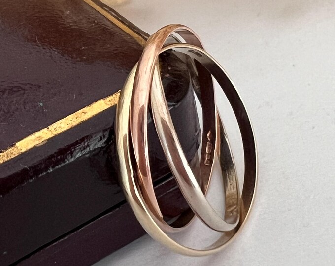 Vintage 9ct Gold Tri-colour Interlocking Wedding Band. 1997. R 8 3/4 - Etsy