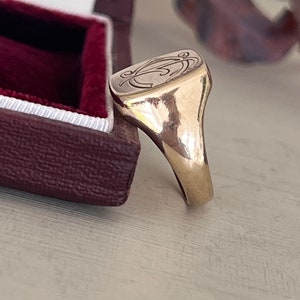 Vintage 9ct Gold Signet Ring. Initial C.F. 1979. Sizes T 1/2- 9 3/4 - Etsy