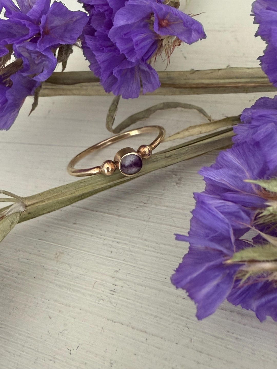 Dainty 9ct Gold Blue John Ring: Rare UK Gemstone, Size L 1/2 - 6 - 51.5 ...