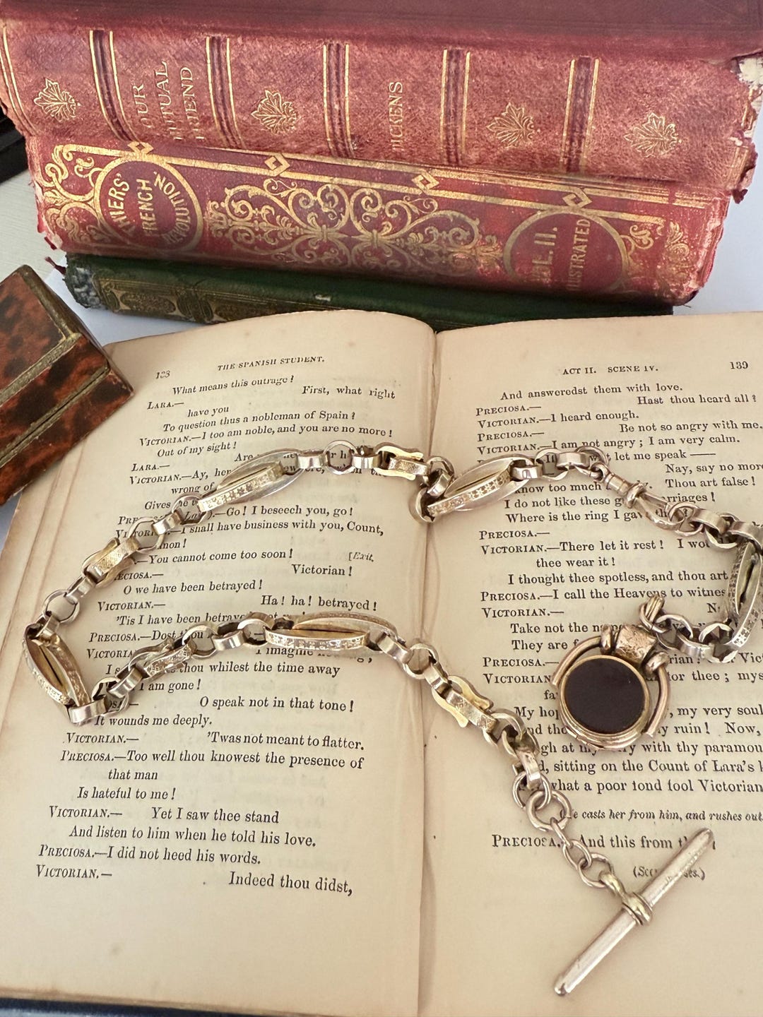 Victorian 9ct Gold Watch Chain With Bloodstone Agate Locket Fob, 18 ...