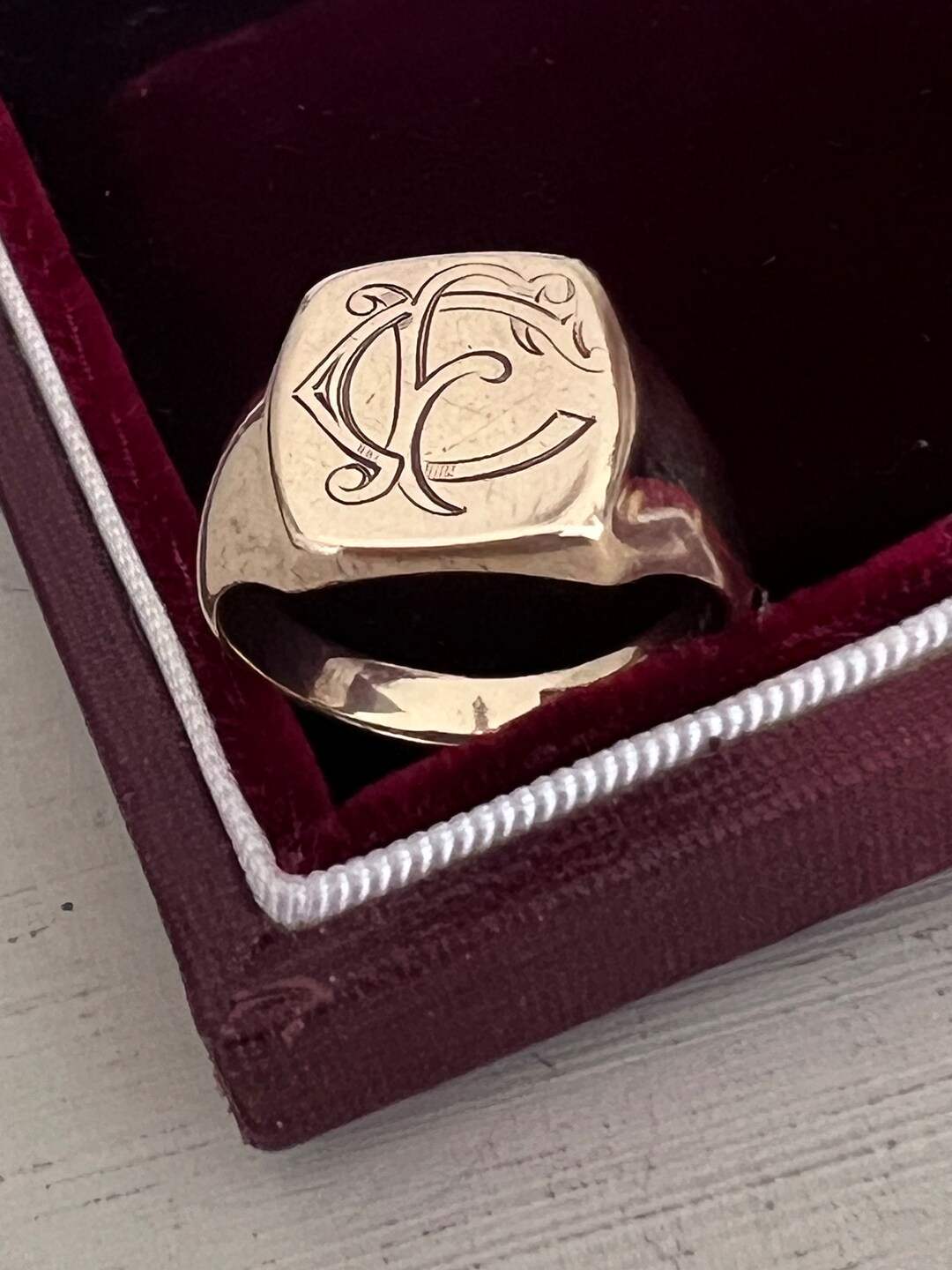Vintage 9ct Gold Signet Ring. Initial C.F. 1979. Sizes T 1/2- 9 3/4 - Etsy