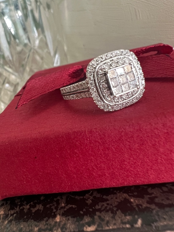 18ct White Gold 1ct Diamond Cluster Statement Ring. 18k 1ct Diamond Engagement Ring. Sizes K 1 2 5 1 2 Etsy