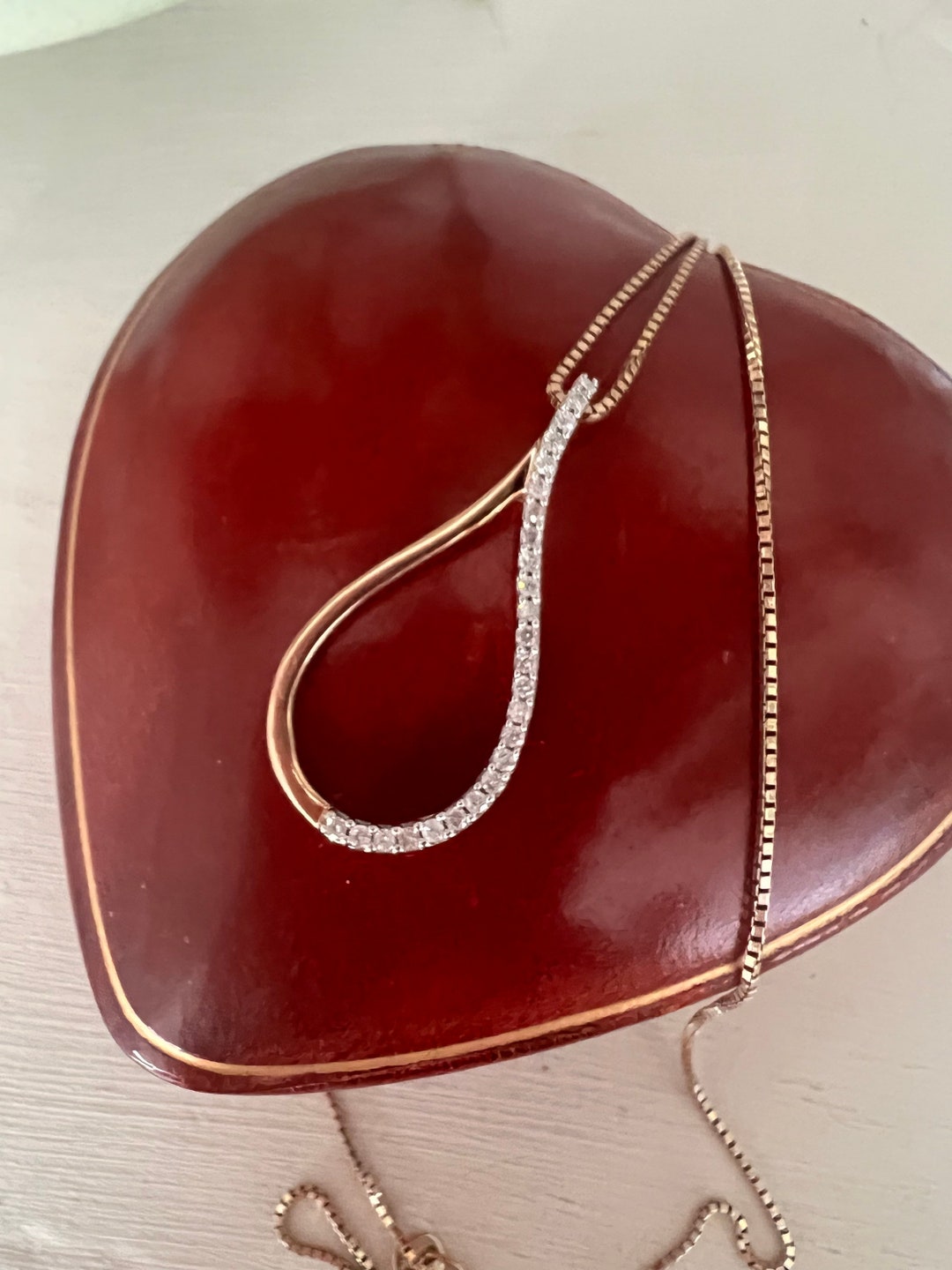 9ct Gold And Diamond Teardrop Pendant And Chain Teardrop Necklace 019cwt Etsy
