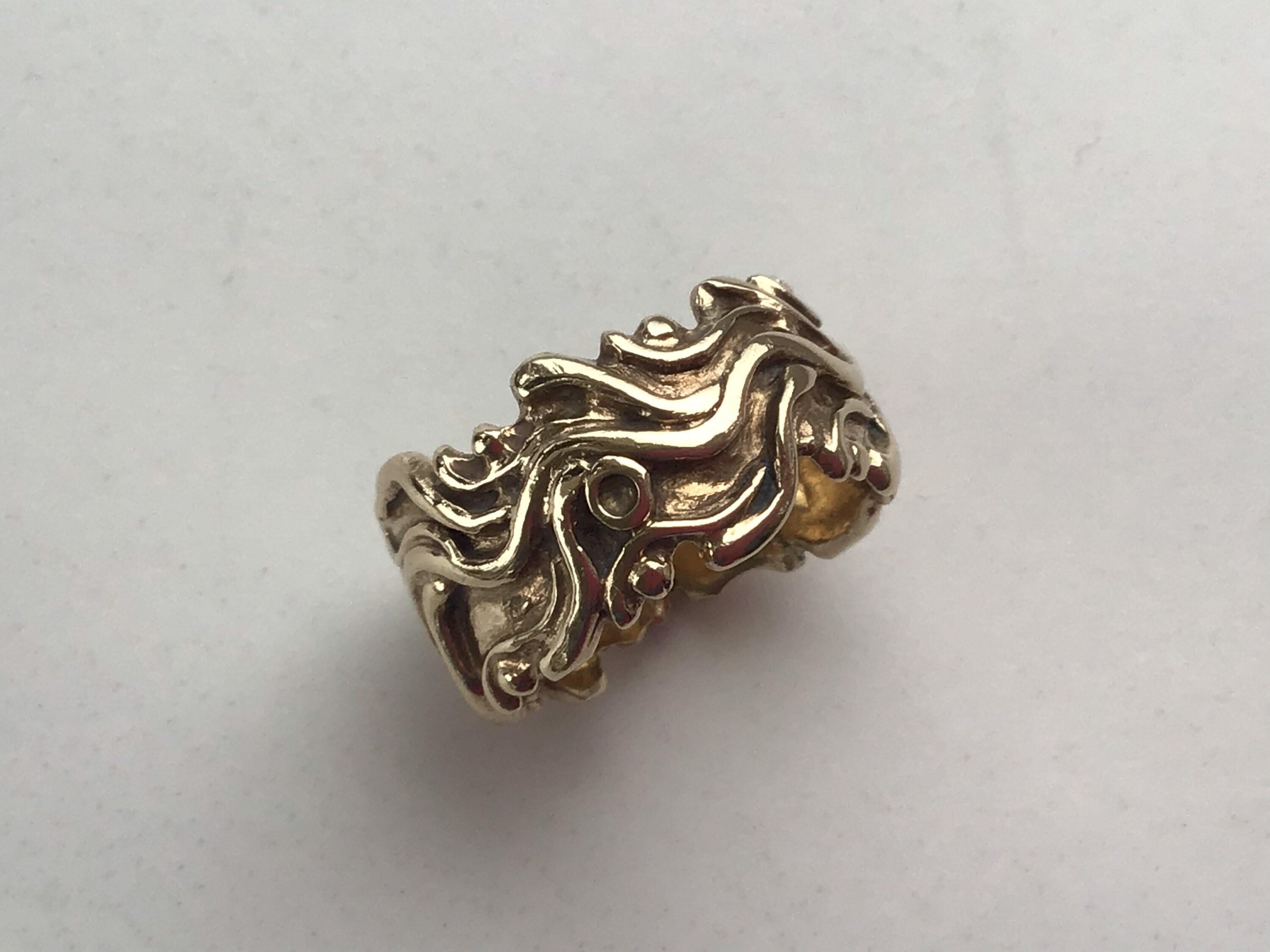 Unique 9ct Gold Extra-wide Decorative Band. | Etsy