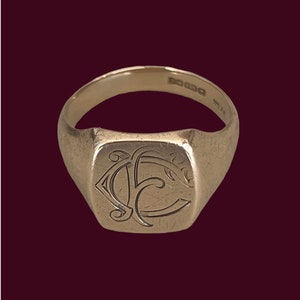 Vintage 9ct Gold Signet Ring. Initial C.F. 1979. Sizes T 1/2- 9 3/4 - Etsy