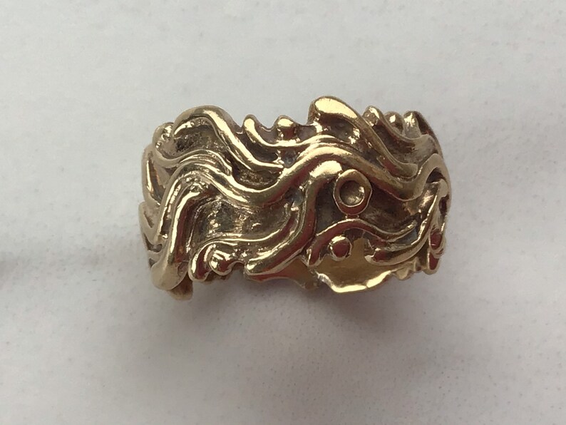 Unique 9ct Gold Extra-wide Decorative Band. | Etsy