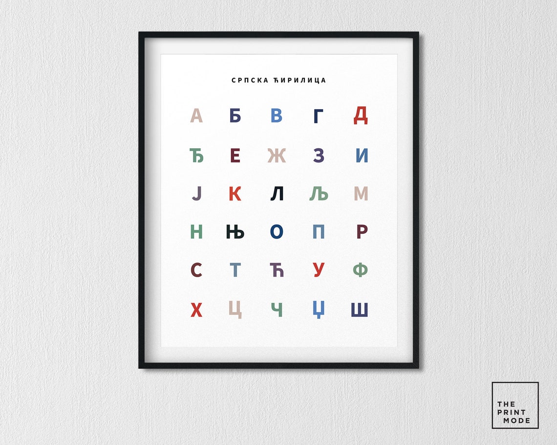 Azbuka Cyrillic Alphabet Learning Poster, Trendy Slavic Writing System ...