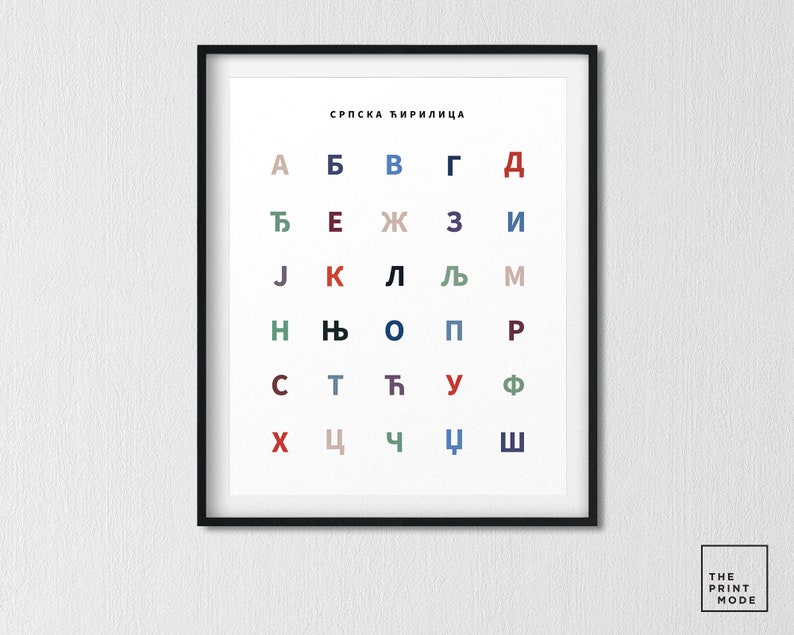 Azbuka Cyrillic Alphabet Learning Poster, Trendy Slavic Writing System ...