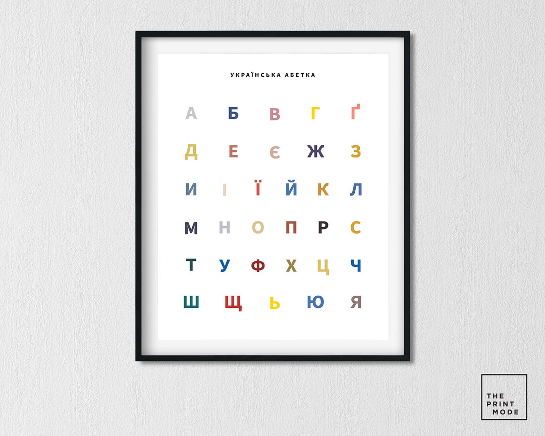 Ukrainian Azbuka Cyrillic Alphabet Poster, Trendy Slavic Writing System ...