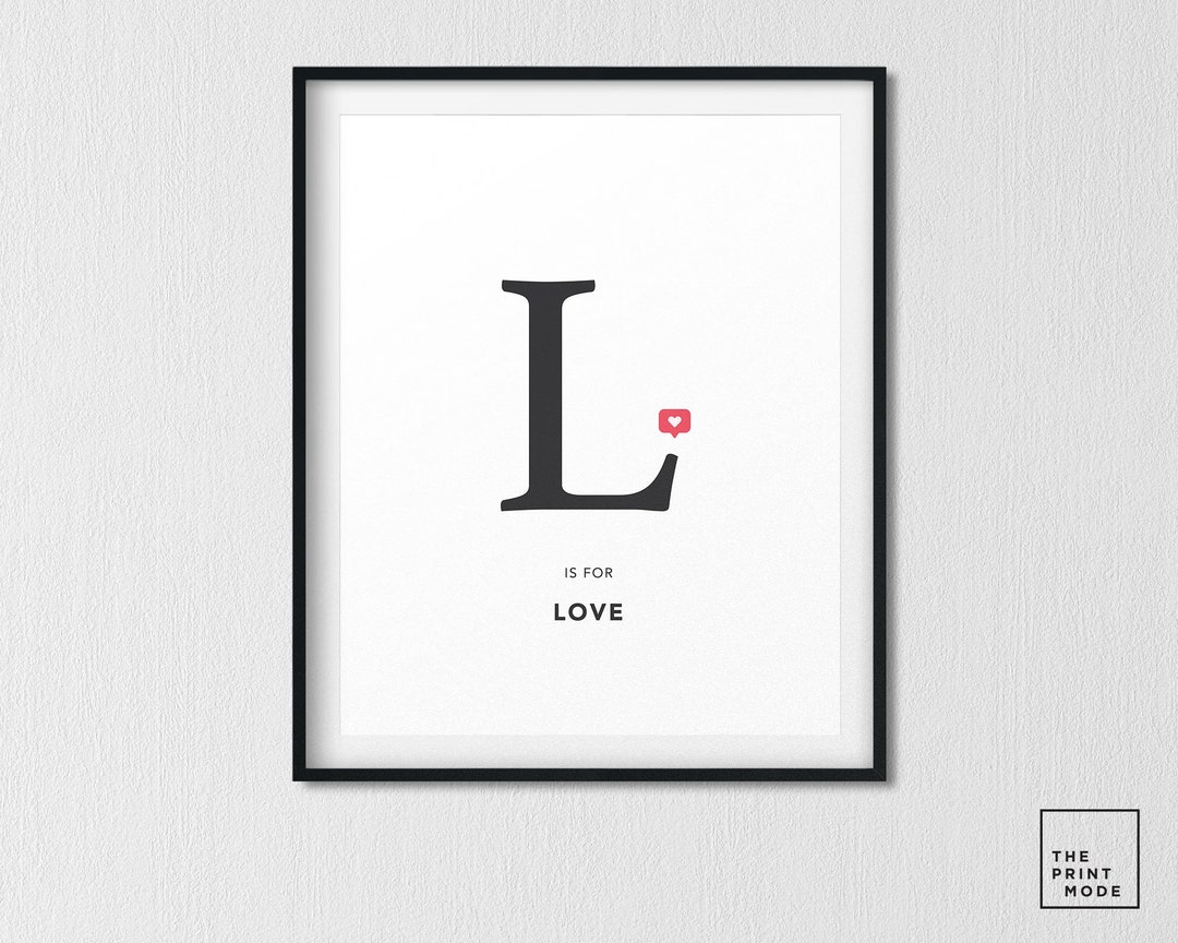 L is for Love, Cute Emoji Gift Idea for Wedding and Anniversary, Poster ...