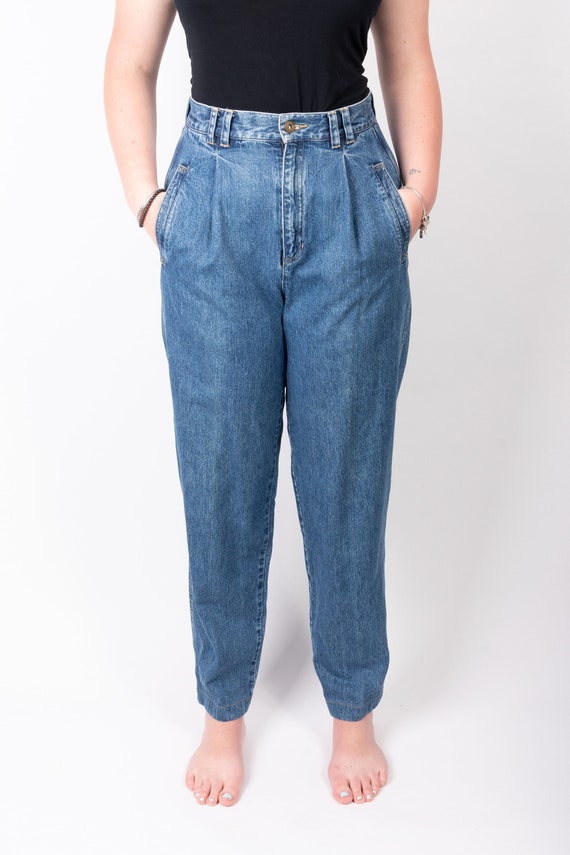 80s Liz Claiborne Pleated High Waist Denim Trouser Je… - Gem