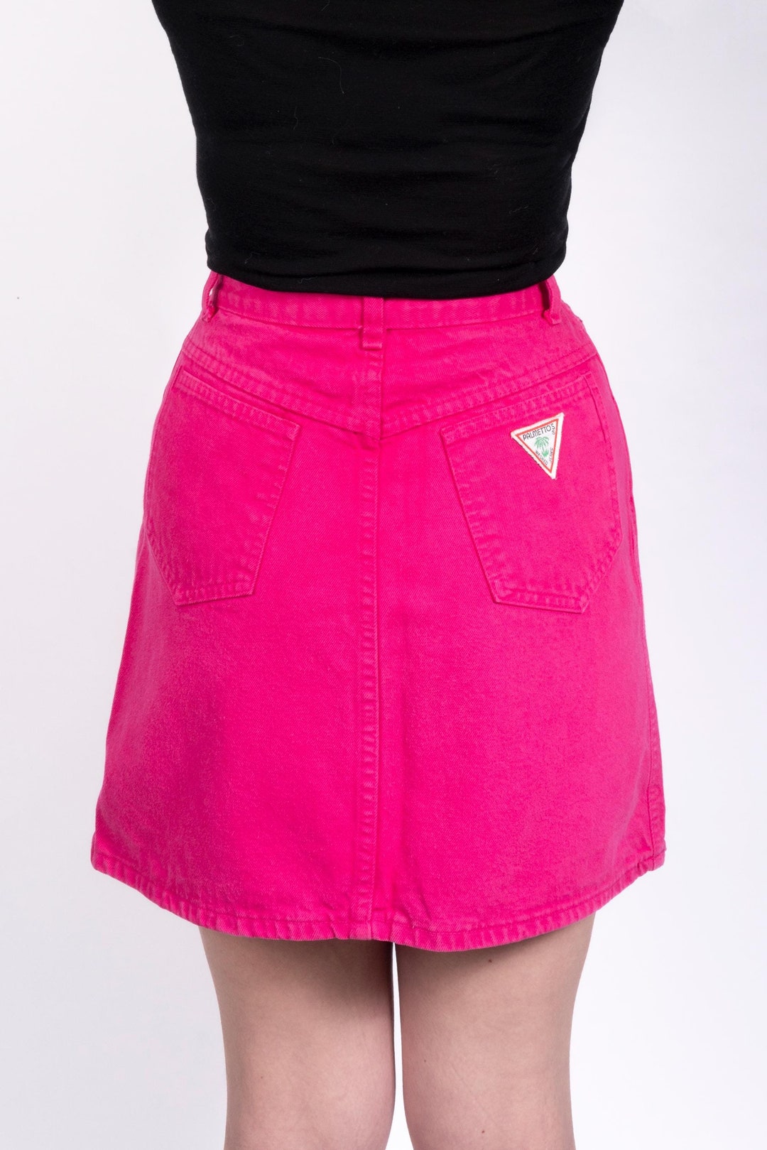 RARE Hot Pink 80s Palmetto's Denim Mini Skirt With High Waist - Etsy