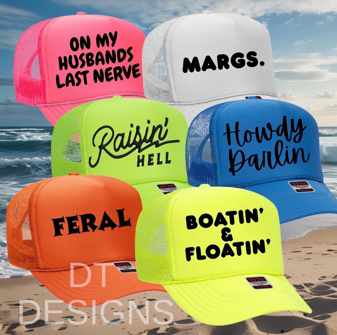 Funny Trucker Hats, Snarky, Fun Hats, Party Hats, Vacation Hats, Neon ...