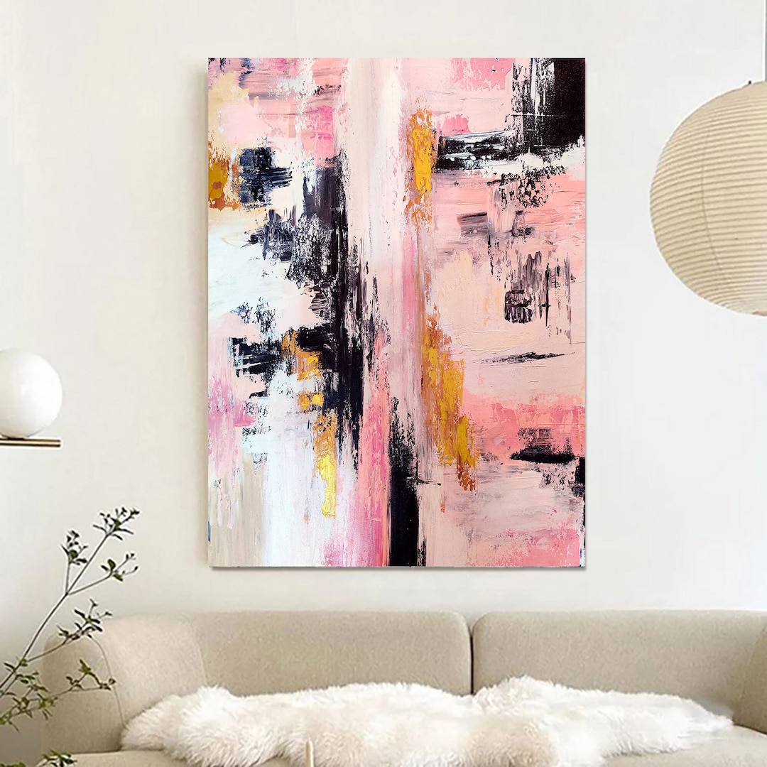 Original Pink Abstract Wall Painting, Extra Large Canvas Art, Abstract ...