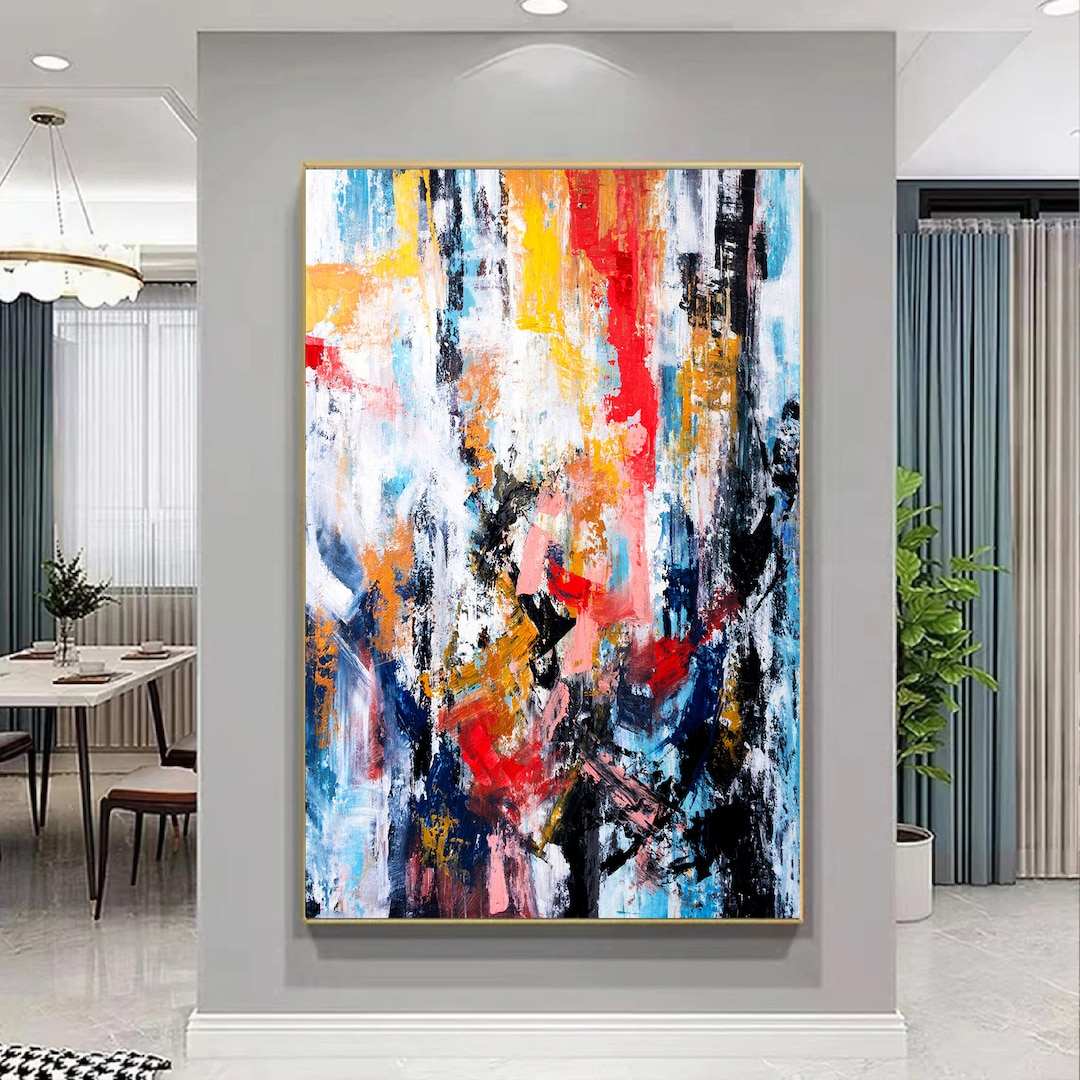 Large Colorful Abstract Painting Texture Abstract Painting, Colorful ...