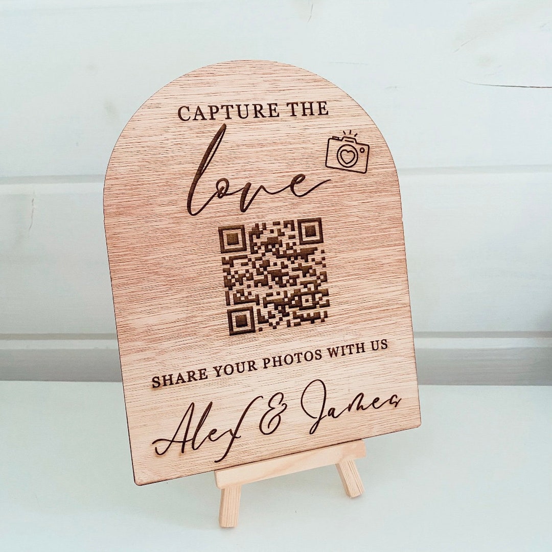 Wedding QR Code Sign Capture the Love Personalised Wooden Sign Wedding ...