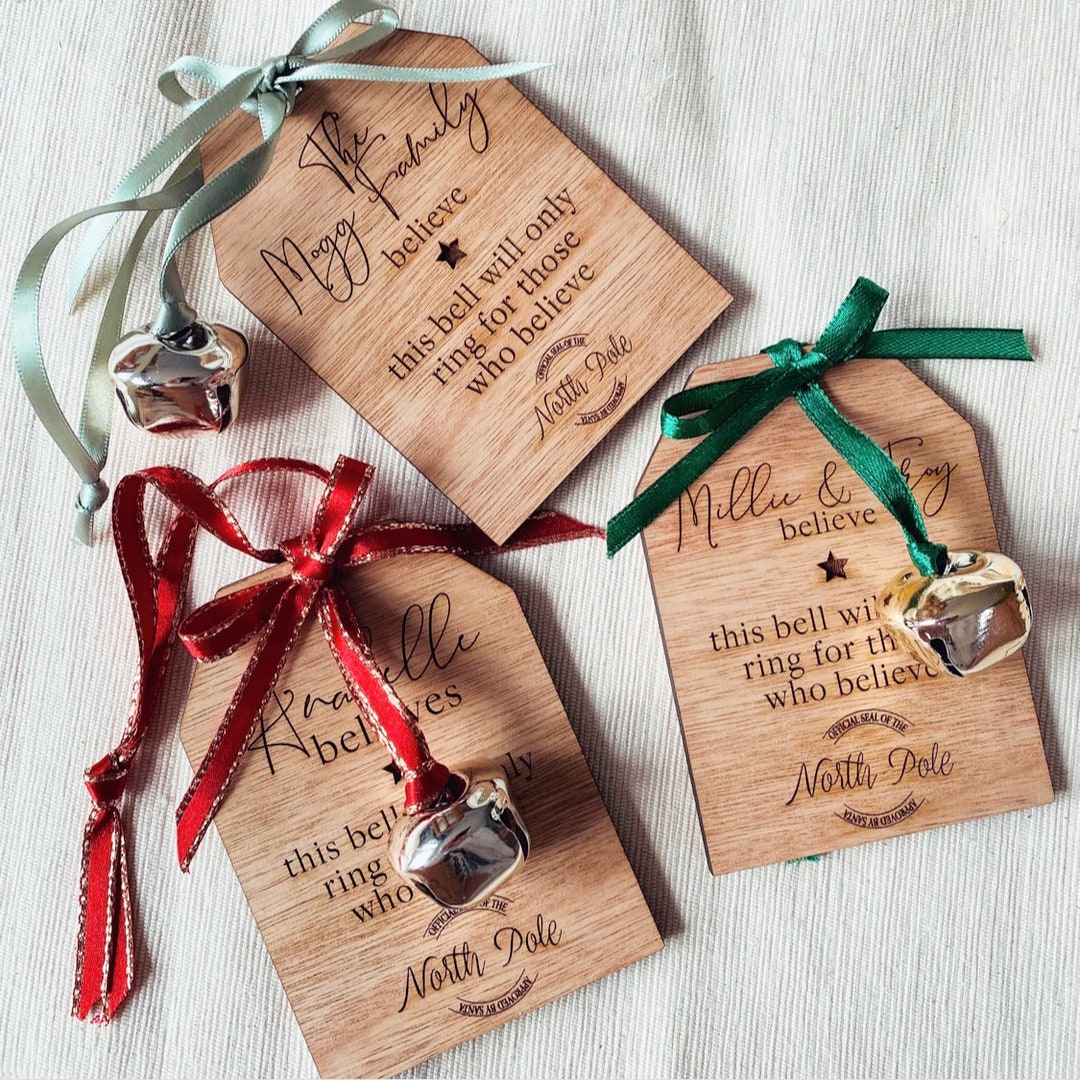 Personalized Christmas Bell: Engraved Wooden Name Tag, Christmas Eve ...