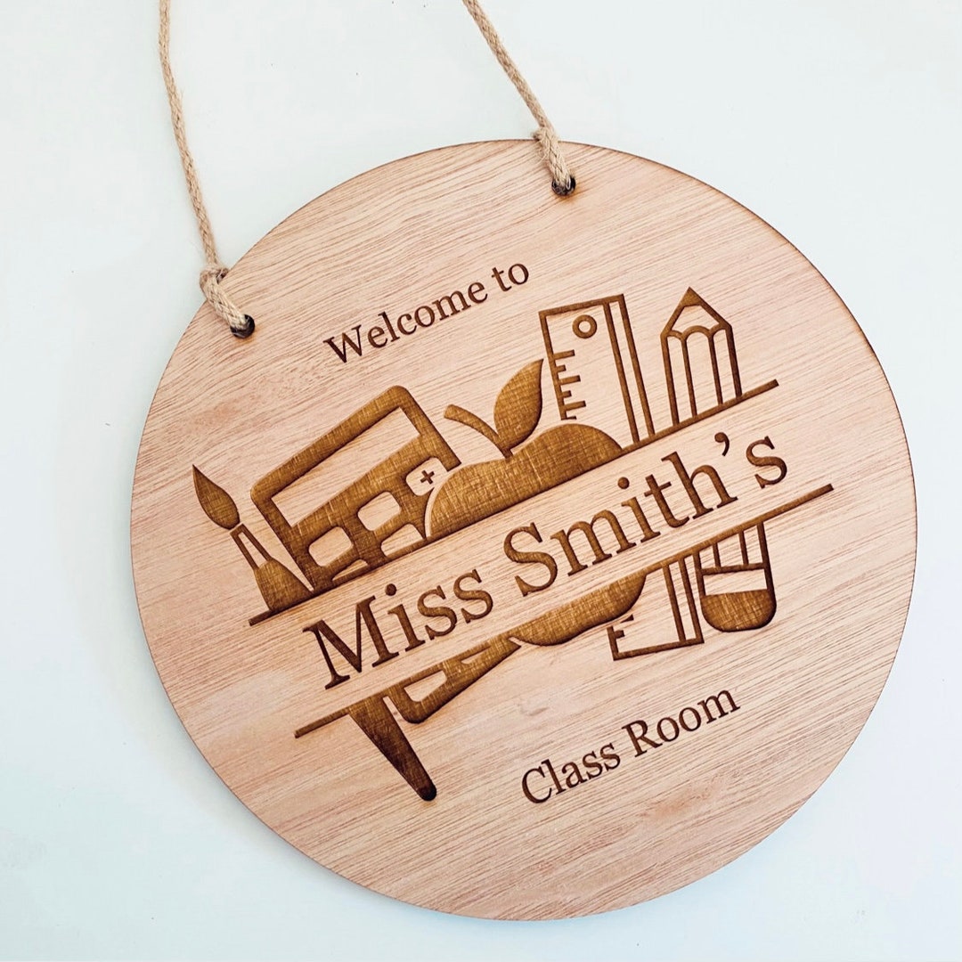 Teacher Classroom Sign, Classroom Door Sign, Wooden Door Personalised ...