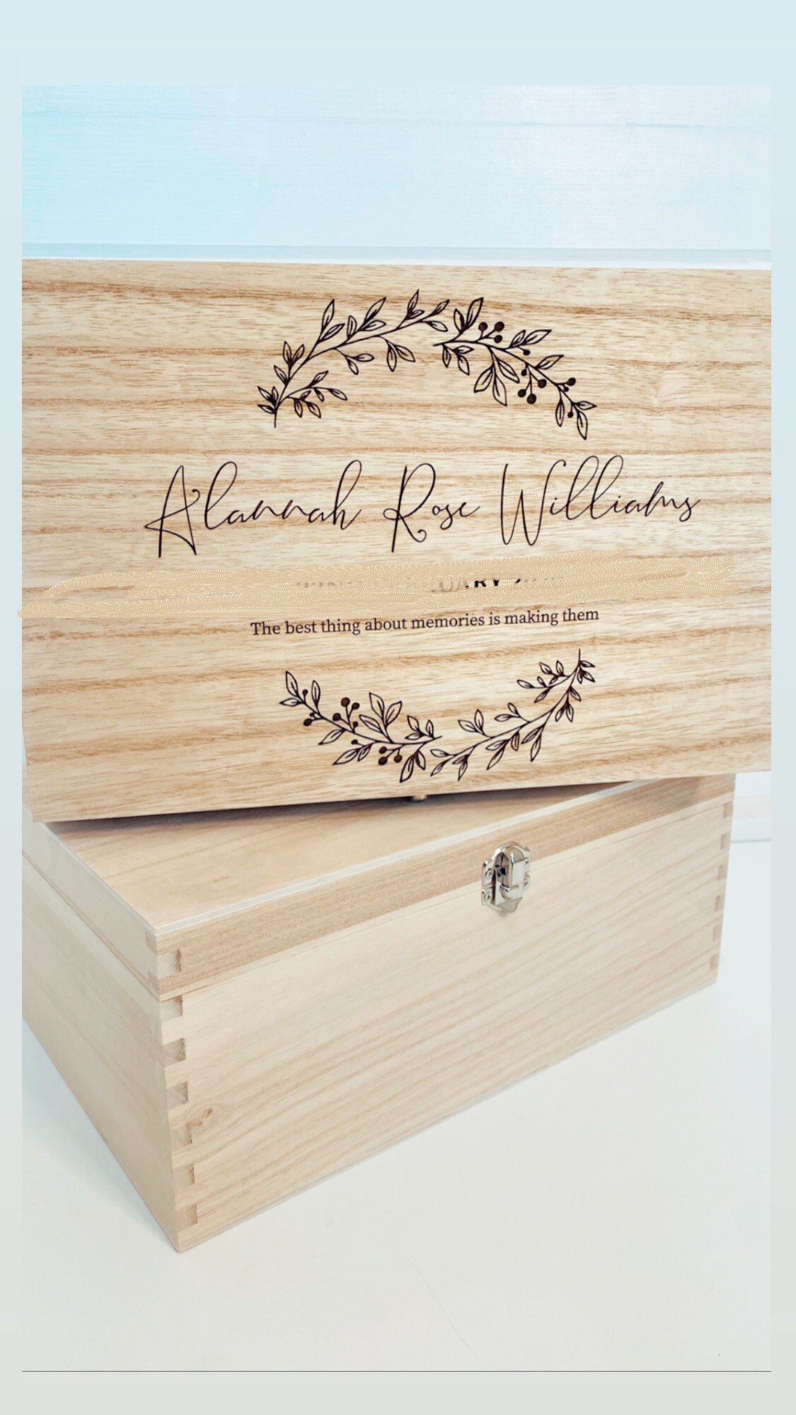 Personalised Keepsake Box, Memories Gift Box, Engraved Wooden Rustic ...