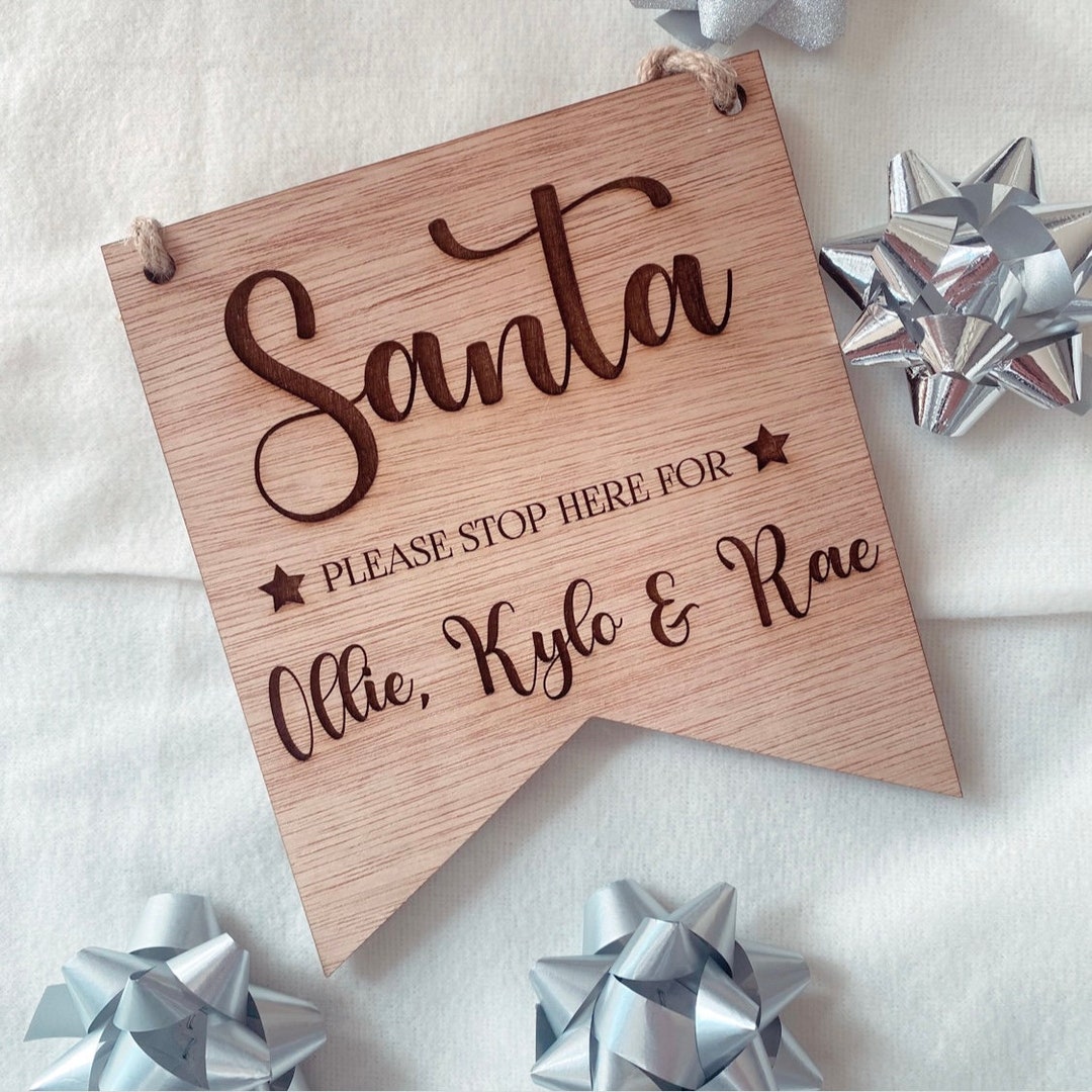 Please Stop Here Sign, Santa or Father Christmas Option, Wooden ...
