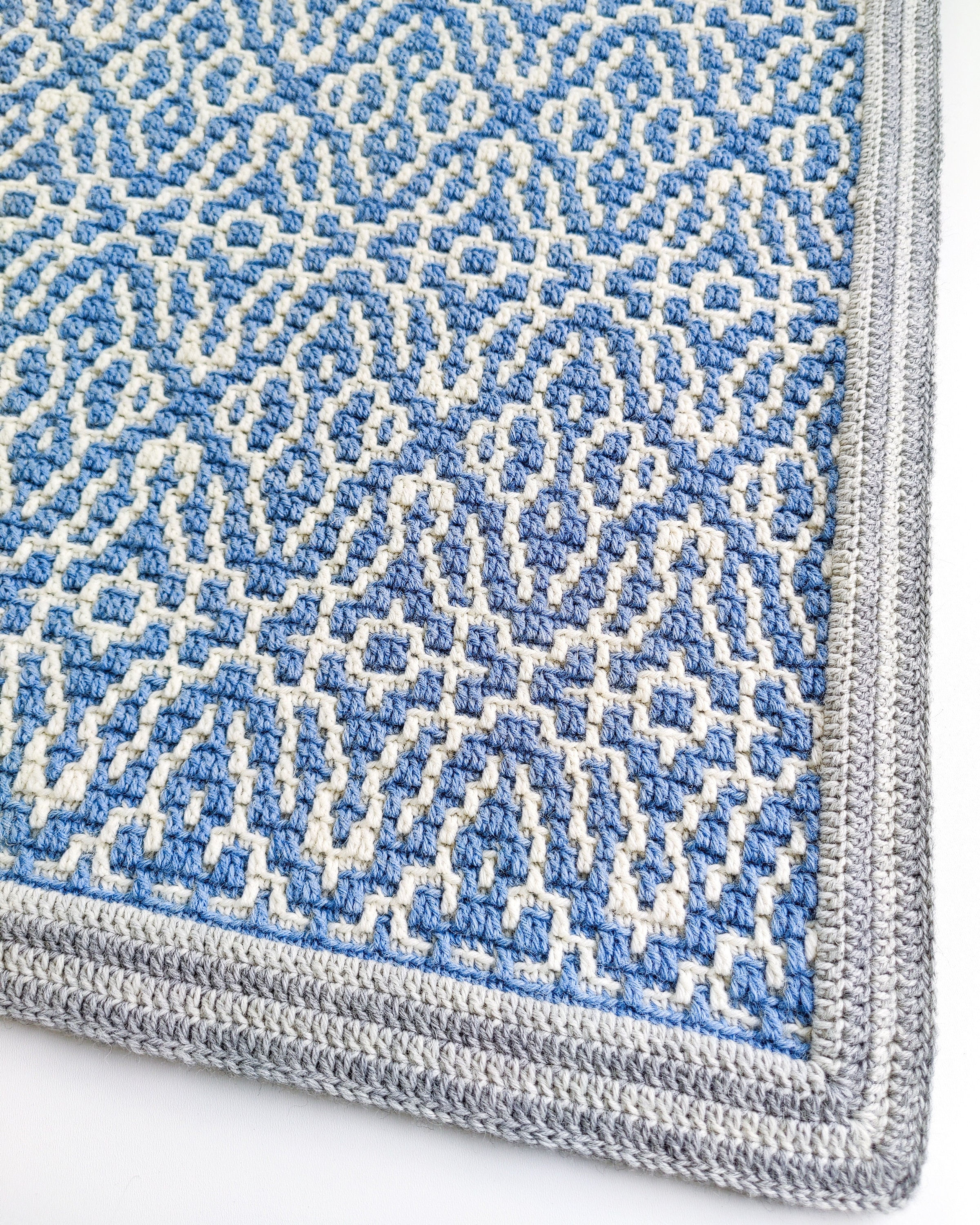 Haakpatroon Blue Arabesque Deken, diamant, gehaakte deken, patroon ...