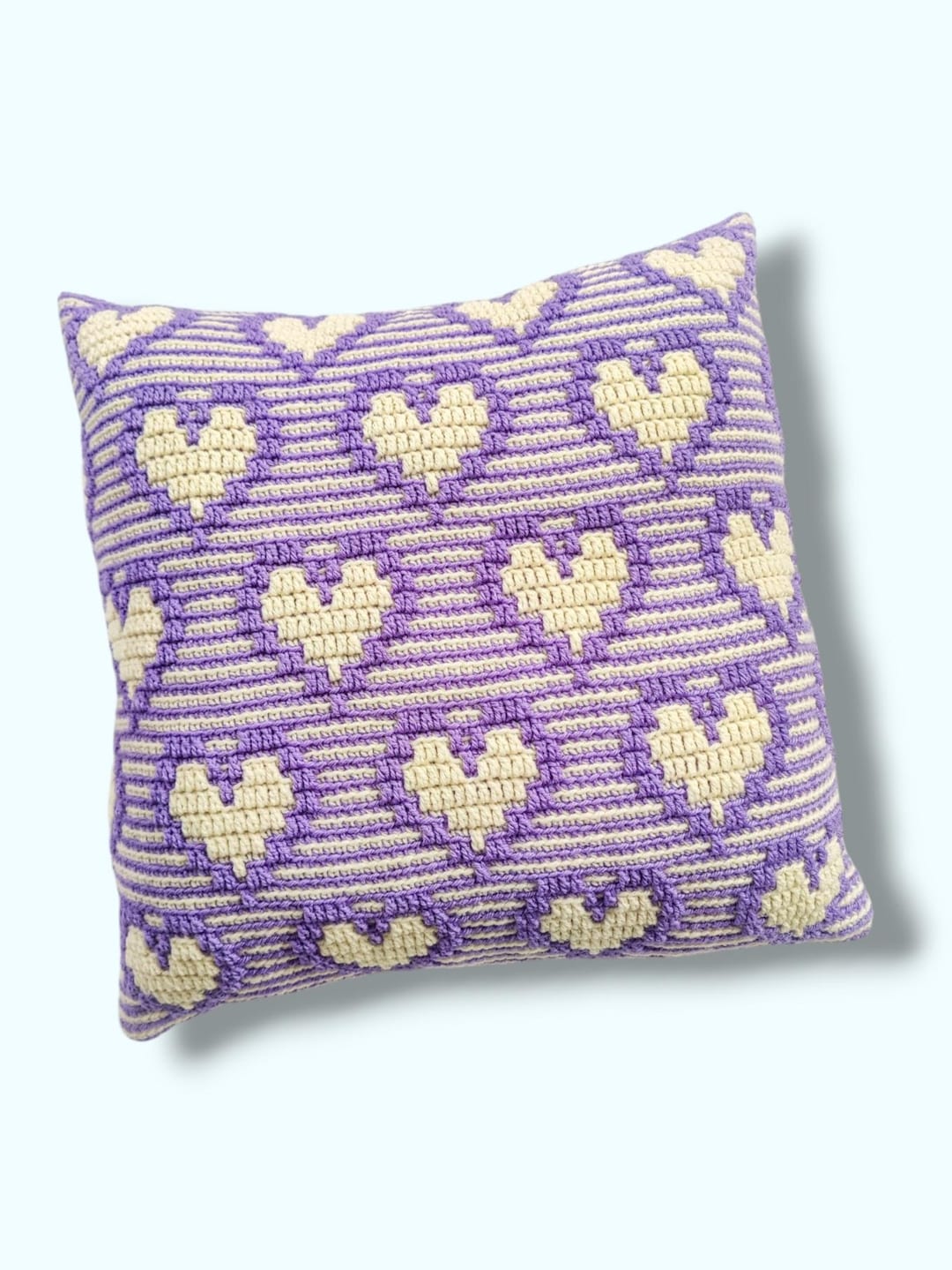 Crochet Pattern Hearts All Over Pillow, Hearts, Hearts, Crochet Blanket ...