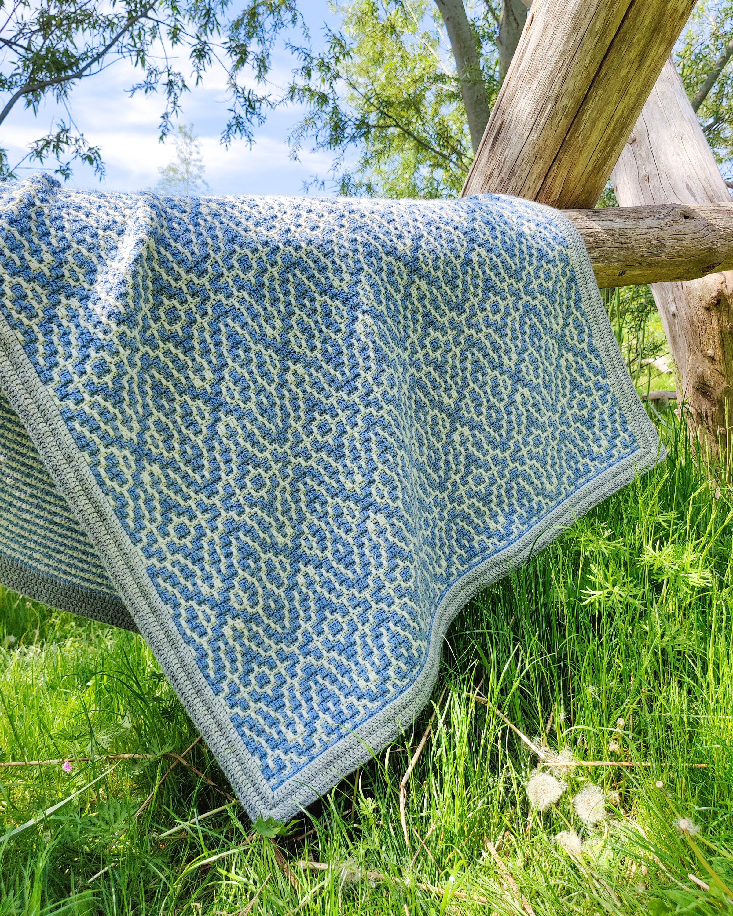 Haakpatroon Blue Arabesque Deken, diamant, gehaakte deken, patroon ...