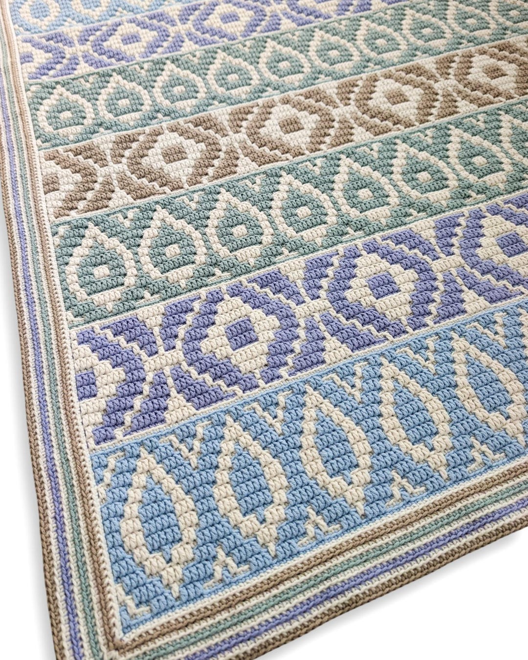 Crochet Pattern Fjordlight Mosaic Blanket, Diamond, Crocheted Blanket ...