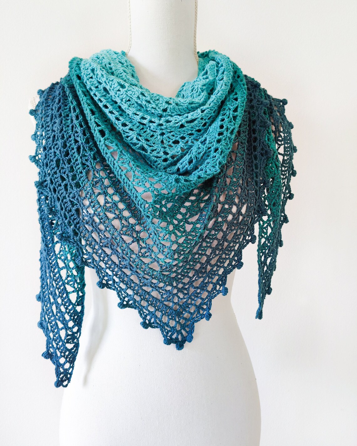 Crochet Pattern Mid-morning Shawl, Crocheted Shawl, Shawl, Triangle ...