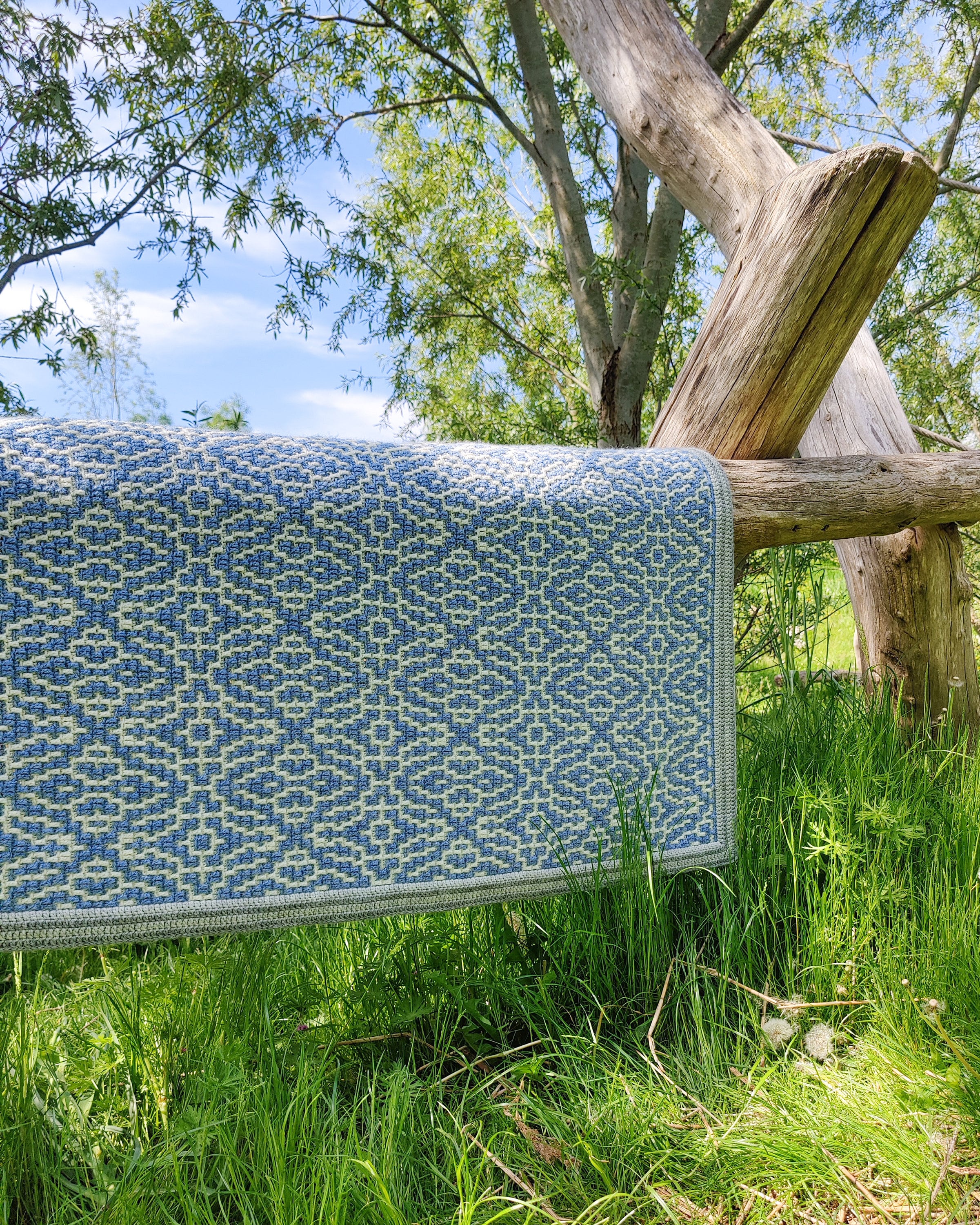 Haakpatroon Blue Arabesque Deken, diamant, gehaakte deken, patroon ...