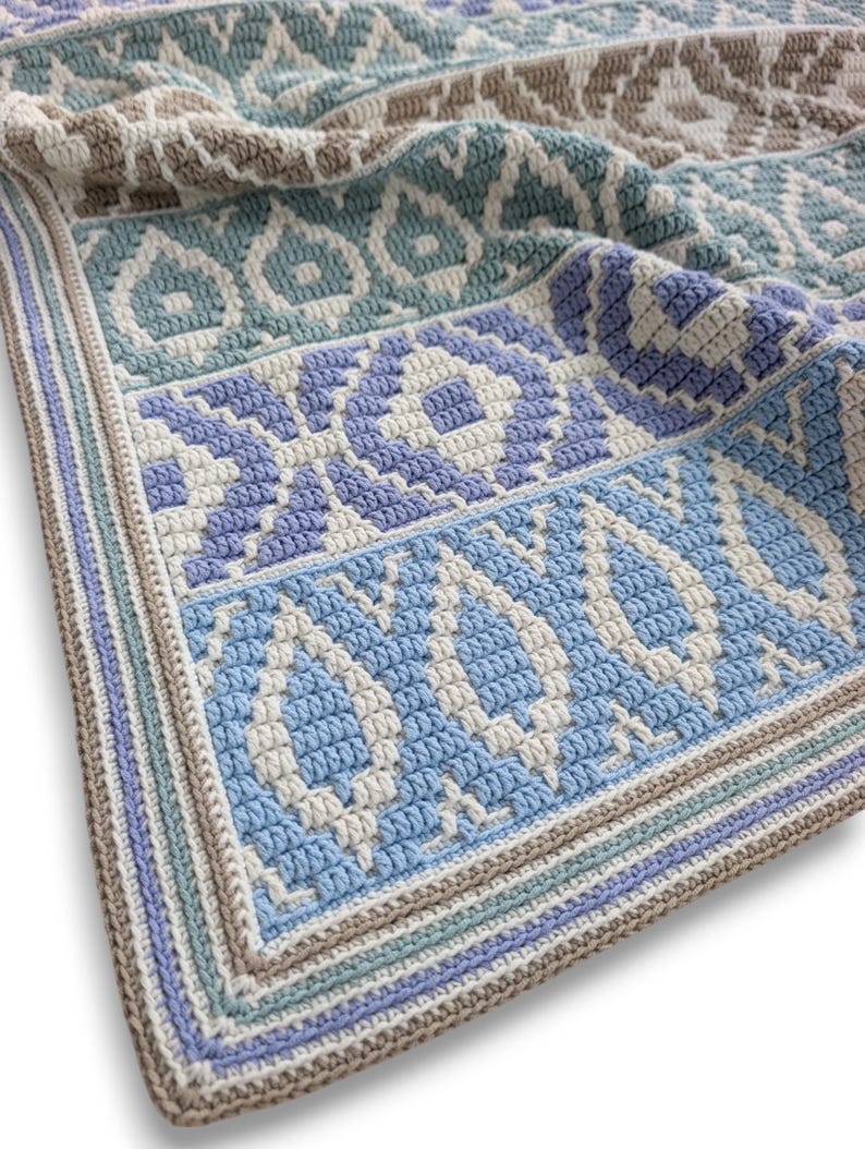 Crochet Pattern Fjordlight Mosaic Blanket, Diamond, Crocheted Blanket ...