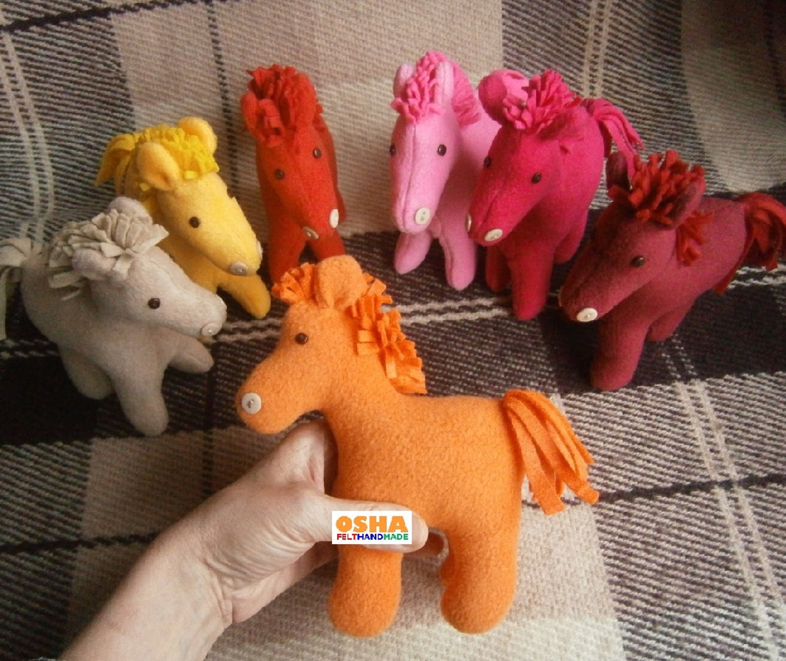 Fleece & felt Pony in 7 warm colors First baby's horse | Etsy