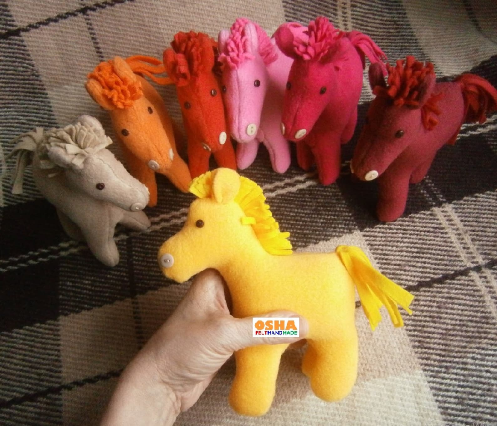 Fleece & felt Pony in 7 warm colors First baby's horse | Etsy