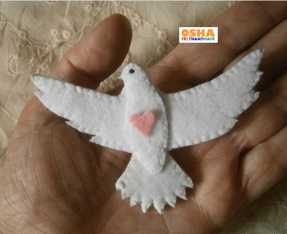White Dove Felt Brooch Flying Dove Pin Felt Bird Pin Peace | Etsy