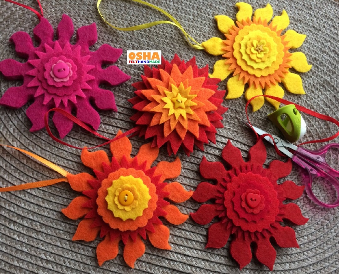 Festive Spring Vibes Decor Sun Felt Ornaments 5 Colours Spring Gift Sun ...