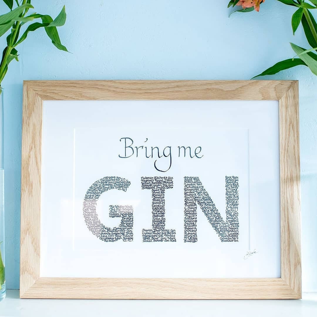 Bring Me GIN Calligraphy Art Print, Birthday Christmas Gift. Gift for ...