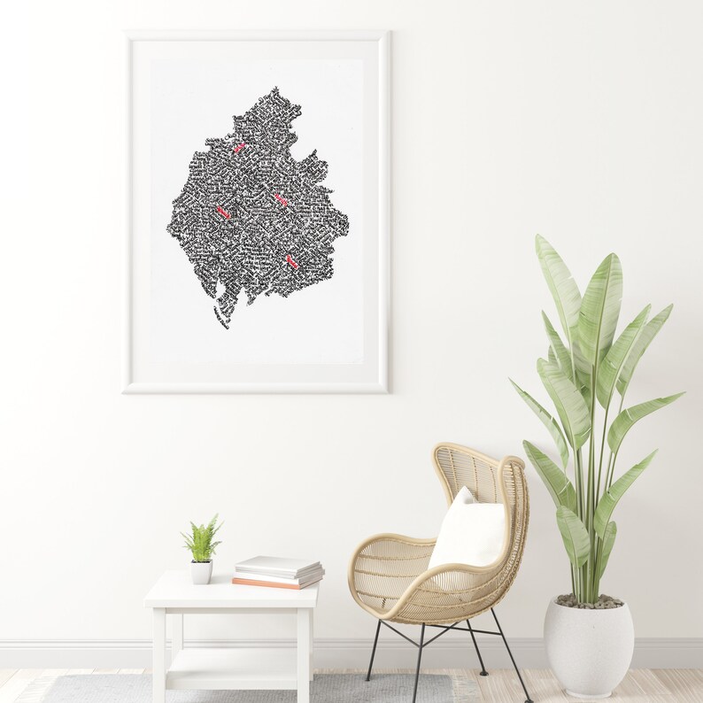 Calligraphy Map of Cumbria Cumbria Map Lake District Map - Etsy
