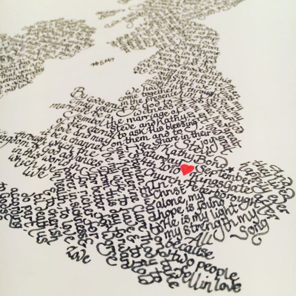 Calligraphy Map - Etsy