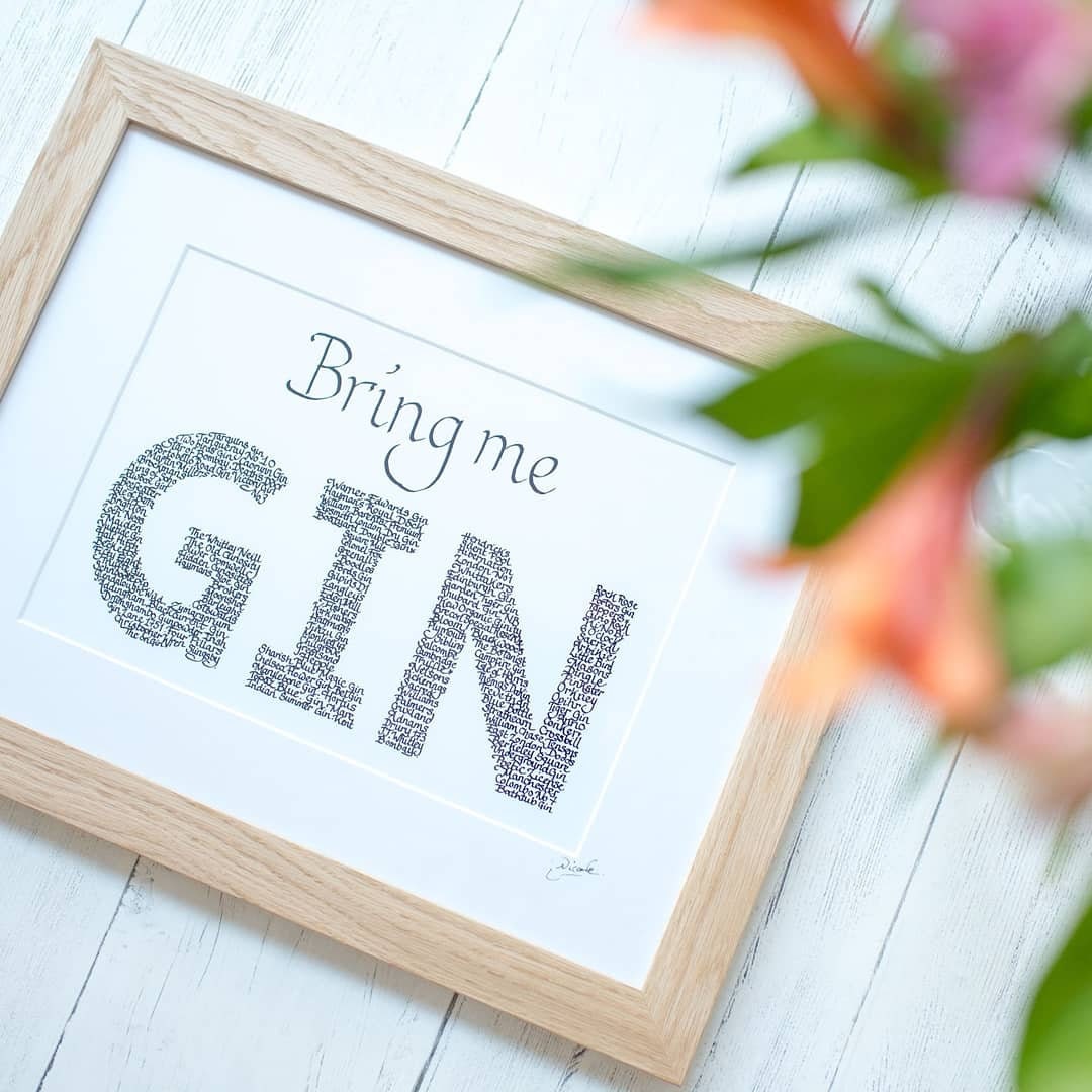 Bring Me GIN Calligraphy Art Print, Gift for Her, Gift for Gin Lover. Mothers Day Gift. Gift for ...