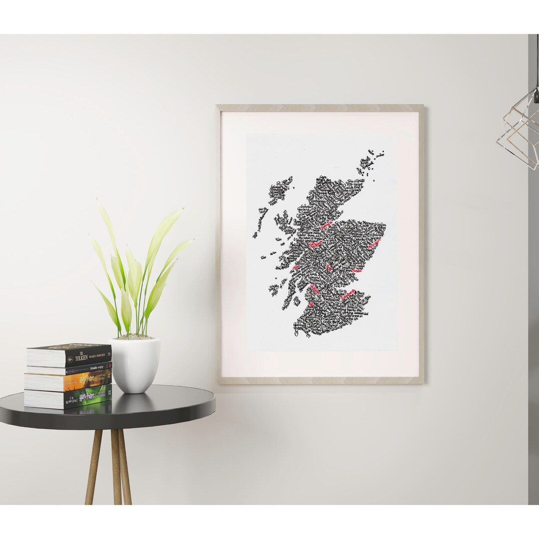 Calligraphy Map of Scotland Map. Scotland Map Artwork. Scotland Gift ...