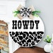 Howdy Door Sign With Cow Print SVG | Howdy Svg | Door Sign Svg | Round ...