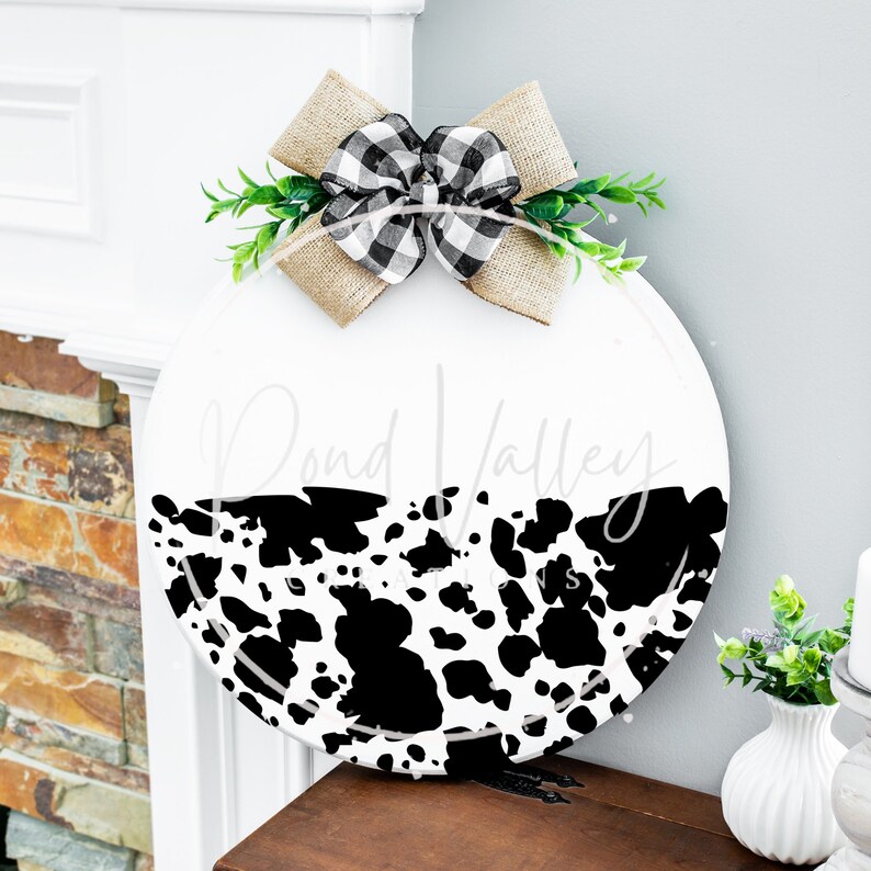Cow Print SVG Round Door Sign Svg Door Hanger Svg Animal - Etsy