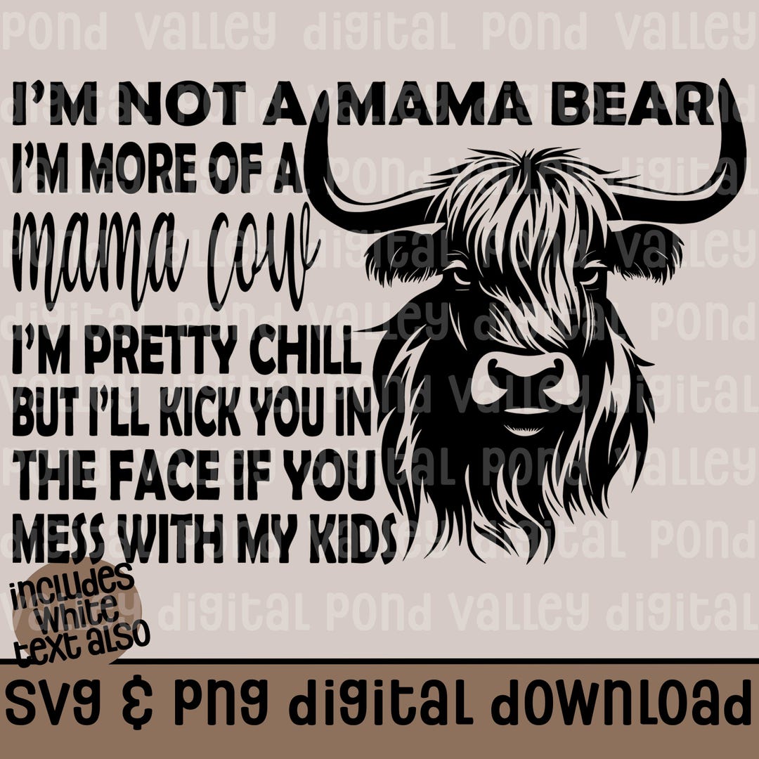 Highlander Mama Cow SVG PNG, Funny Farm Mom Digital Download - Etsy