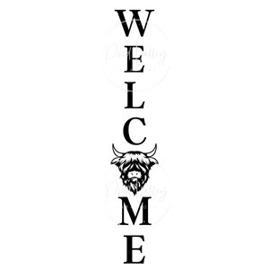 Welcome Highlander Cow SVG | Tall Porch Sign | Welcome Sign | Cow Head ...