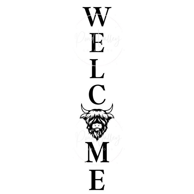 Welcome Highlander Cow SVG Tall Porch Sign Welcome Sign - Etsy