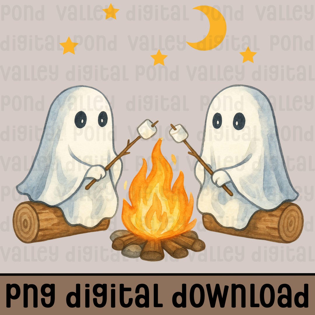 Cute Camping Ghost PNG Spooky Season Halloween Sublimation Design ...