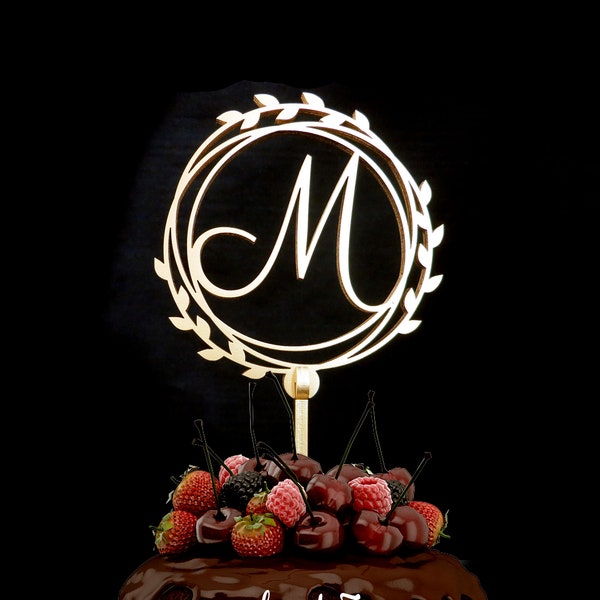 Monogram M Cake Topper Silver - Etsy