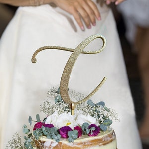 Wedding Cake Topper, Letter C Cake Topper, Gold Cake Topper, Monogram ...